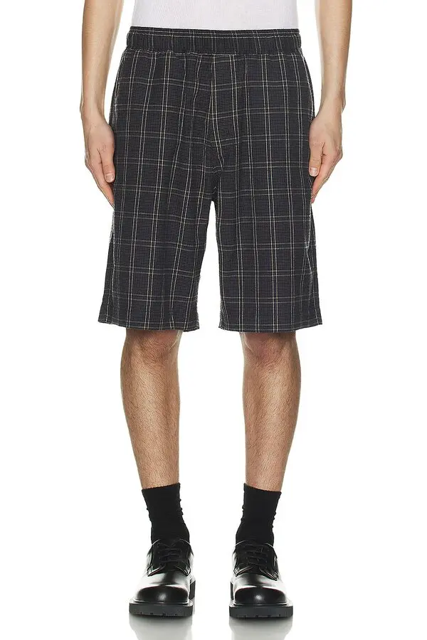 パンツ OUR LEGACY CHECK PATTERN DRAPE SHORTS Our Legacy Drape Shorts In Black In Dinner Date Check - 50% Off
